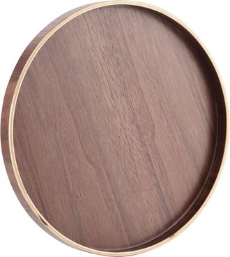 ZJchao Rundes Serviertablett aus Holz f&uuml;r Lebensmittel und Obst zu Hause, in der K&uuml;che und Im Hotel (30 cm gro&szlig;e walnussfarbene Scheibe)