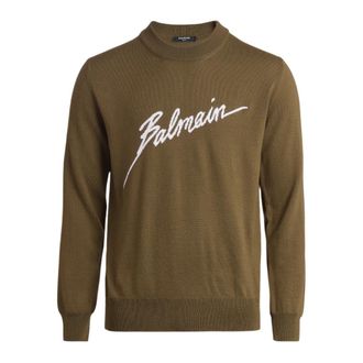 Balmain Signature Merinowollpullover - - Knitwear - Herren - Gr&uuml;n - 2XL