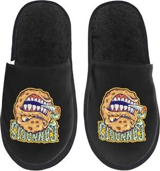 Generic Pantoufles En Peluche Biscuits Et Cigarettes Avec Marijuana Chaussures Hiver Respirantes Slippers Pour Ext&eacute;rieur Unisex Femme L