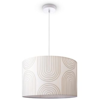 Paco Home Paco Home - Plafonnier Salon Table &agrave; Manger Abat-jour Tissu Moderne Abstrait Lampe &agrave; suspension - Blanc, Design 6 (&Oslash;45,5 cm)