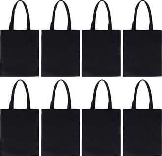 Pretyzoom MOTHNUR Lot de 8 Paquet Fourre-Tout en Toile Noire 40X35 CM R&eacute;utilisables et Personnalisables pour Transfert Thermique Peinture et Graffiti Cabas Spac