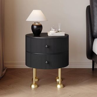 Generic Hoher Nachttisch, Runder Nachttisch Mit 12 Mm Plattenarbeitsplatte, 150 Kg Tragkraft for Tischlampen, B&uuml;Cher, Dekorationen