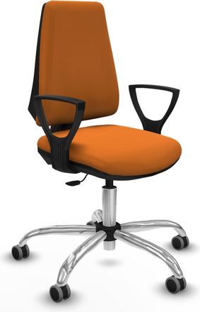 Piqueras y Crespo Elche Computer-Schreibtisch mit festen Armlehnen, ausgestattet mit Permanentkontakt und Schneidschaum, 65 mm Rollen, Parkett, Orange