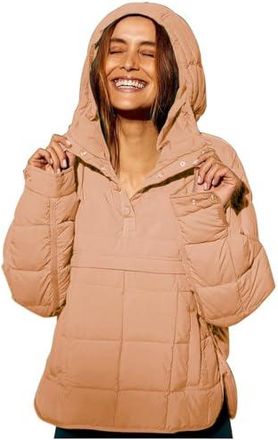 Generic Gloryboom Gloryboom Veste bouffante surdimensionn&eacute;e &agrave; capuche pour femme pour lautomne et lhiver, marron clair, XXL