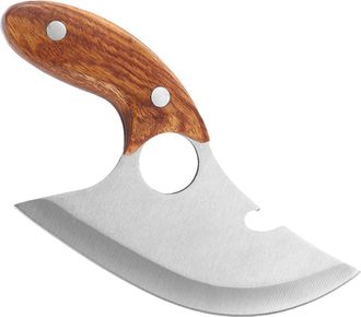 Cabilock Edelstahl Fleischkutter Mit Holzgriff Rostfrei Scharfe Klinge Handliches Design F&uuml;r Einfaches Schneiden Von Gegrilltem Und Gefrorenem Fleisch Langlebi