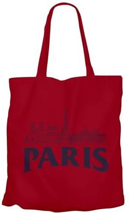 Fabulous Tote Bag Sac Shopping en Toile Rouge - Paris Minimalist France Ville Tour Eiffel Louvre - 10 L