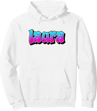 BDAZ Laura Graffiti Personalisierter Name Blau Rosa Frauen M&auml;dchen Pullover Hoodie