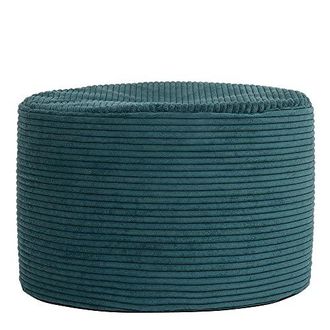 Icon Brand Milano Hocker, Blaugrün, Flauschiger Cord Stoff, Sitzsack Cord, Sitzpuff Hocker mit Füllung, Fußhocker für das Wohnzimmer, Deko Wohnzimmer