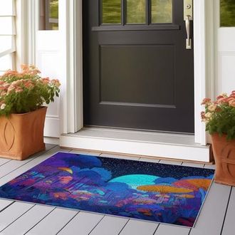 Generic Bleu Tapis Doux et Moelleux, Fantaisie For&ecirc;t Plantes Tapis Design &agrave; Poil Ras Doux pour Salle &agrave; Manger Chambre Adulte et Ado 140 x 200 cm