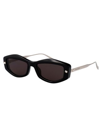 Alexander McQueen Womens Sunglasses Am0482s Black-Silver-Grey Metal Black/silver/grey