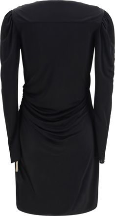 Balmain Draped Jersey Mini Dress - Black