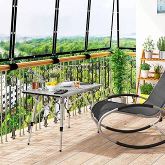 Woltu Campingtisch Klapptisch aus Alu Gartentisch Balkontisch Reisetisch zusammenklappbar, mit Packtasche, H&ouml;henverstellbar, 90x52.2X(45-72) cm, silber