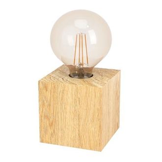 Eglo Lampe de chevet Prestwick 2, lampe à poser décorative, lampe de table cube en bois naturel, FSC100HB, luminaire pour salon et chambre à coucher, douil