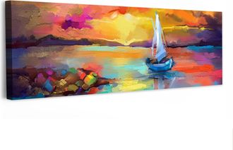 MuchoWow &copy; Wandbilder Wohnzimmer XXL 120x40 cm Wanddeko Panorama Zimmerdeko Wandgem&auml;lde Zimmer Deko auf Wand Dekoration Wall Art Gro&szlig;es Bild Gem&auml;lde - &Ouml;lfarbe 