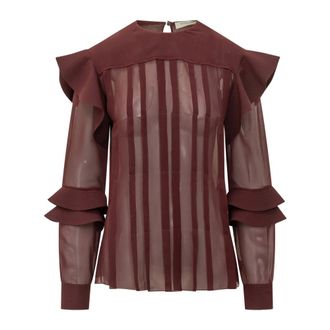 Lanvin Blouse &agrave; Volants - Femme - Blouses et Chemises - Rouge - Taille: 34 FR