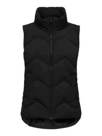 Jacqueline de Yong Steppweste JDY JDYPOWER SHORT WAISTCOAT OTW HAB, Damen, Gr. XS, schwarz, Steppware, Obermaterial: 100% Polyester, unifarben, Po-bedeckend, Westen Step