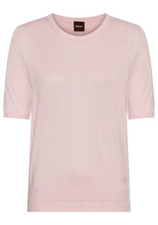 HUGO BOSS Kurzarmpullover Fiaffusa Premium Damenmode mit dezentem Ajourstrickmuster hinten