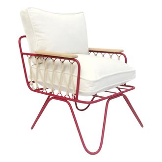 Honor&eacute; Fauteuil Baby Croisette en coton, structure m&eacute;tallique rouge Honor&eacute;