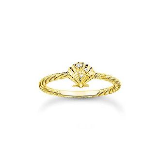 Thomas Sabo TR2400-414-14 Bague pour femme en argent sterling 925 plaqué or jaune 18 carats avec coquillage, Ring Size 60, Argent, Zircone cubique