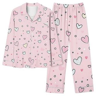 Generic Pyjama pour femme - Pyjama moelleux &agrave; manches longues pour femme - Pyjama confortable pour mari&eacute;e - Ensemble 2 pi&egrave;ces - Grande taille - Pyjama d&eacute;t&eacute; po