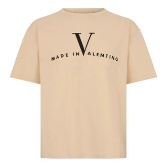 Valentino Garavani Baumwoll-T-Shirt mit Logo - - Tops - Herren - Beige - XL
