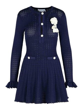 Self Portrait Robe Au Genou - Bleu