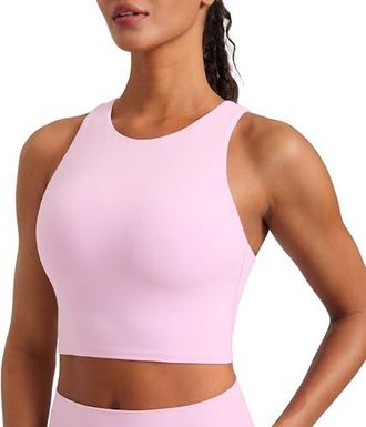 CRZ YOGA Butterluxe Femmes Dos en Y Col Haut Palangre Brassière de Sport - Rembourré Yoga Débardeurs Courts Vita Pink 40