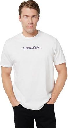Calvin Klein T-Shirt Manches Courtes Homme Glitched Logo Classic Tee en Coton, Blanc (Brilliant White), M