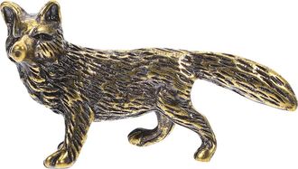 Healifty Metall Tier Messing Fuchs Figur Retro Tierstatue Chinesische Feng Shui Glücksfuchs Statue Miniaturfigur Heimdekoration Geschenk für Home Office Golden
