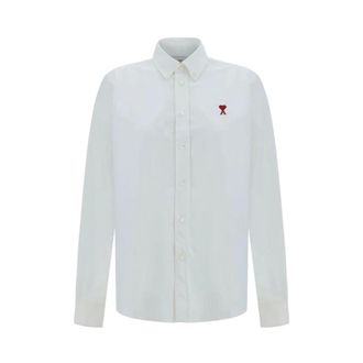 Ami Femme, Blouses et Chemises, Blanc, Taille: 42 FR Chemise Oxford Classique avec Broderie Logo