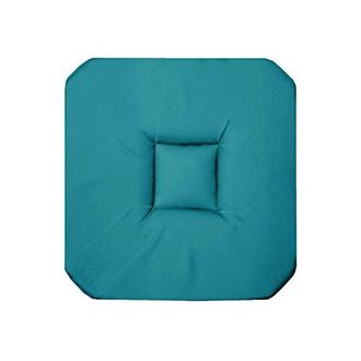 Douceur d'Int&eacute;rieur douceur dInt&eacute;rieur Panama Stuhlkissen, mit 4 Laschen, Polyester, 36 x 36 x 3,5 cm, Baumwolle, blau, 36x3.5x36 cm