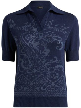 Etro polo à motif cachemire - Bleu