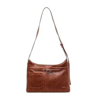 Generic Sac &agrave; bandouli&egrave;re en cuir synth&eacute;tique de couleur unie avec sangle r&eacute;glable, grande capacit&eacute;, pour l&eacute;cole, le travail, un usage quotidien, marron, 400.