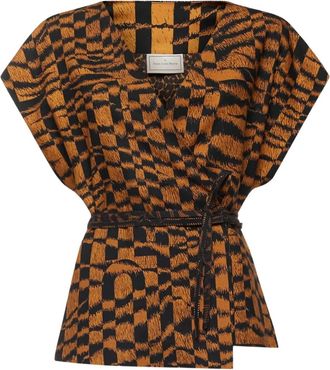 Pierre-Louis Mascia haut à imprimé géométrique - Marron