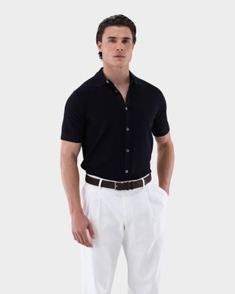 van Laack Strickhemd mit kurzarm aus Air Cotton