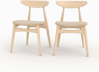 Rendez-Vous D&eacute;co Rendez-vous D&eacute;co - Lot de 2 chaises en tissu beige et bois dh&eacute;v&eacute;a - josette