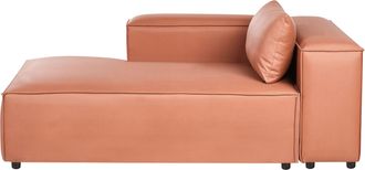 Beliani Modul Chaiselongue zum Sofa Kunstleder Goldbraun rechts mit Lehne Kissen Brande