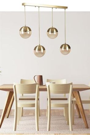 Opviq Elegant Gold Chandelier, Adjustable Height, Metal Body with Antique Coating, 15 cm Cap Diameter, 65 cm Base Plate | E27 Socket, Max 40W | Perfect for 