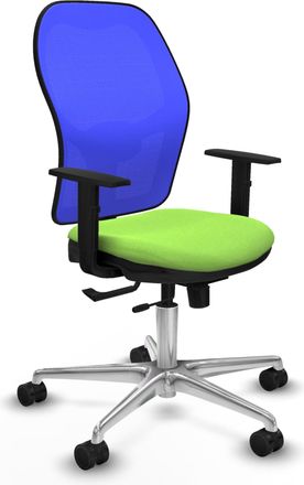 Piqueras y Crespo B&uuml;rostuhl mit 1D-Armlehnen, ausgestattet mit Syncro/Traslack und injiziertem Schaum, mit Rollen von 65 mm, Nylon, Blau/Pistazie