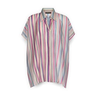 Elena Miro Oversized Lyocell-Mischgewebe Hemd mit Streifen - - Blouses & Shirts - Damen - Blau - L/XL