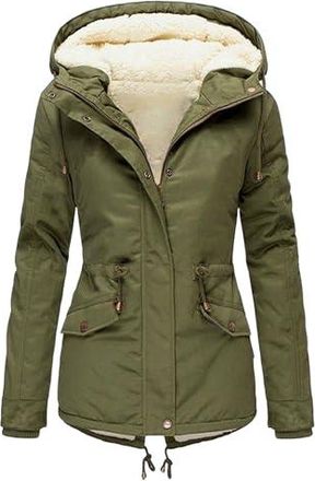 Generic Doudoune &agrave; capuche pour femme - Parka chaude - Doubl&eacute; en polaire - &Eacute;l&eacute;gant - V&ecirc;tement dext&eacute;rieur pour femme, vert militaire, 4XL