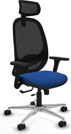 Piqueras y Crespo B&uuml;rostuhl mit 3D-Armen, h&ouml;henverstellbare Lendenwirbelst&uuml;tze und h&ouml;henverstellbares Kopfteil, Schwarz / Blau