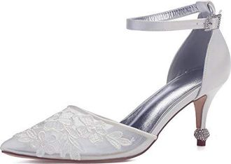 Generic Talons Bas Soir&eacute;e Sexy Femme &Eacute;l&eacute;gantes Bout Pointu Escarpins Mariage Kitten Heels Chaussure De Mari&eacute;e 6Cm,Blanc,39 EU