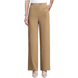 Generic Pantalon confortable &agrave; enfiler, taille haute, doux et soyeux, pour femmes &acirc;g&eacute;es de plus de 50 ans, kaki, 6XL