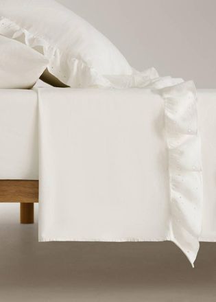 Mango Drap plat coton garment-wash volant lin lit 180/200 cm blanc cass&eacute; - Home - Lit 180/200 cm - MANGO HOME