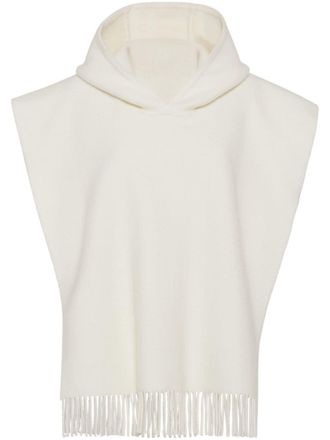 Brunello Cucinelli cape &agrave; franges - Blanc