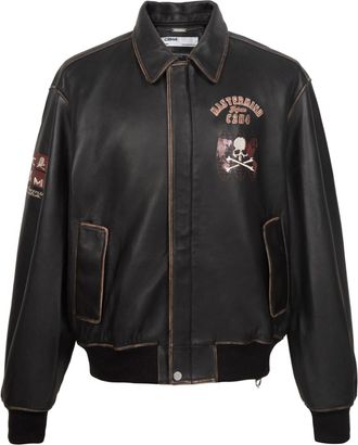 Mastermind Japan Bomberjacke aus Leder - Schwarz