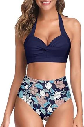 Generic Ensemble bikini sexy et &eacute;l&eacute;gant pour femme - Deux pi&egrave;ces - Col en V - Triangle - Push Up - Bikini de plage - Maillot de bain ventre plat - Haut de bik