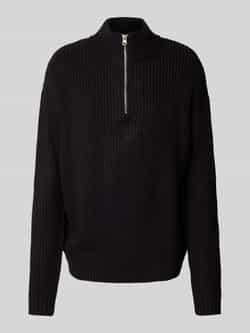 Review Strickpullover mit gerippten Abschlüsse