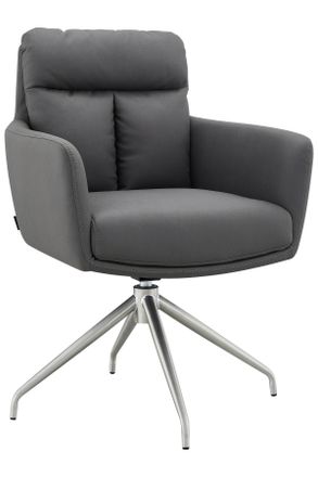 Novel Armlehnstuhl, Grau, Edelstahl, Metall, Textil, Drehkreuz, 62x89.5x65 cm, Stoffauswahl, Sitzfl&auml;che 360&deg; drehbar, Gestellauswahl, automatische R&uuml;ckholfu